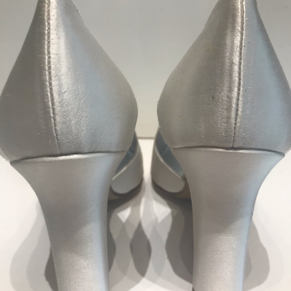 Alida | Shoes | Alida White Satin High Heel Open Side Round Toe | Poshmark